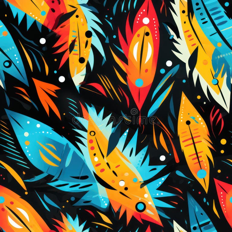 Abstract Native Patterns: Seamless Acrylic Design AI Generated Stock ...