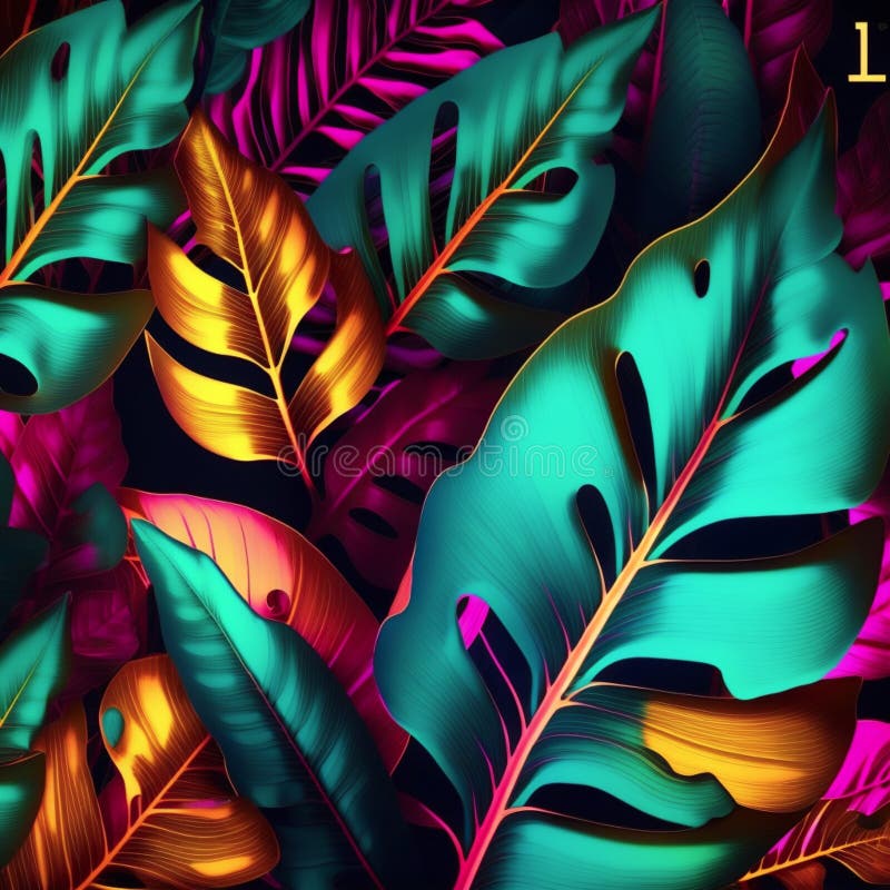 Abstract Natural Background Fluorescent Exotic Leves Stock Illustration ...