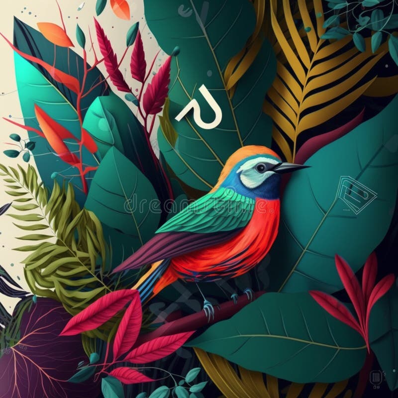 Abstract Natural Background with Jungle Flora and Fauna Stock ...