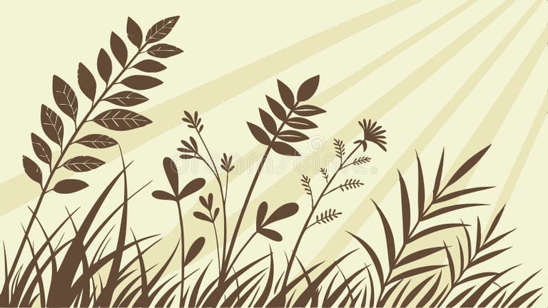 Abstract Natural Pattern with Grass Blades and Light Rays Vector Design ...