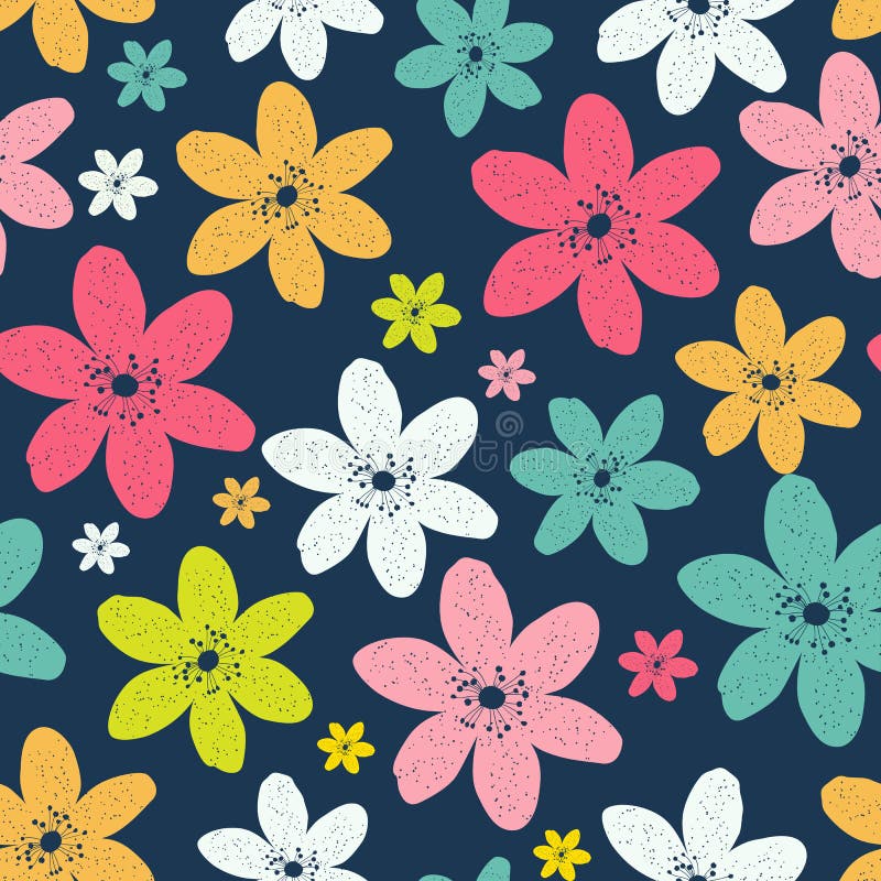 Abstract Natural Seamless Pattern Background with Colorful Flowe Stock ...