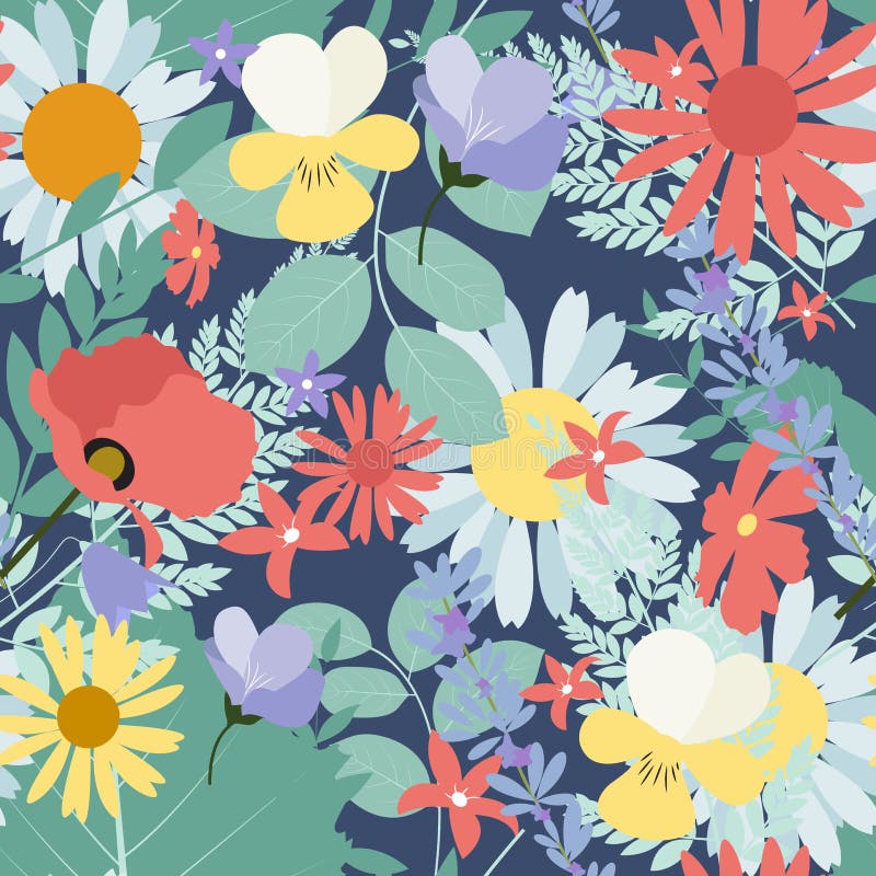 Abstract Natural Spring Seamless Pattern Background with Flowers Stock ...