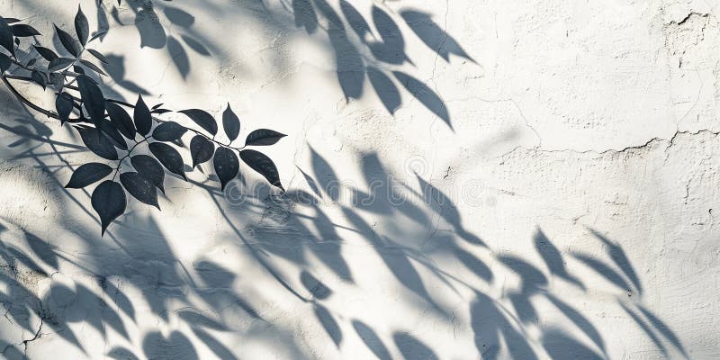 Abstract Natural Tree Leaves Shadow on White Wall Background Stock ...