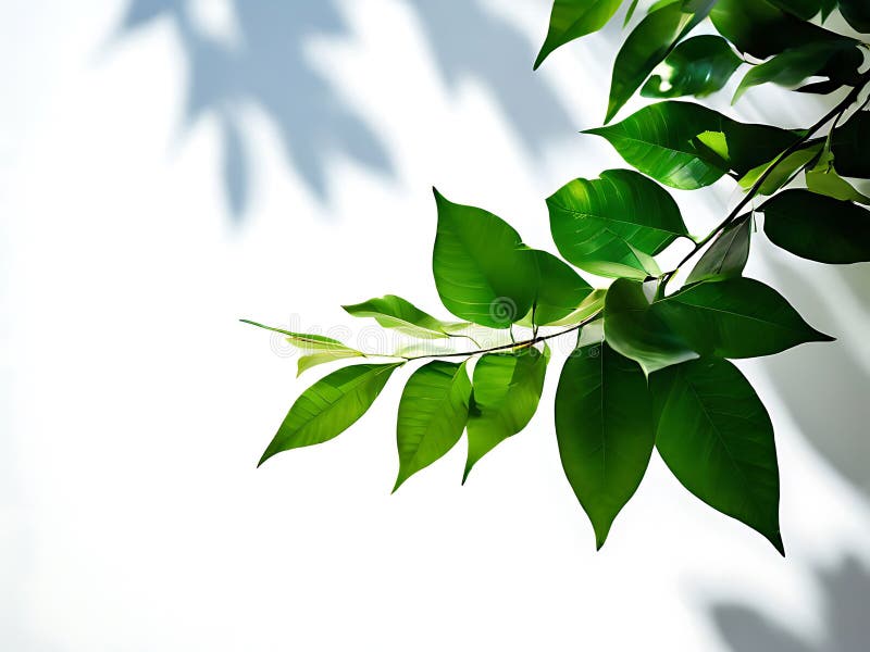 Abstract Natural Tree Leaves Shadow on White Wall Background Generative ...