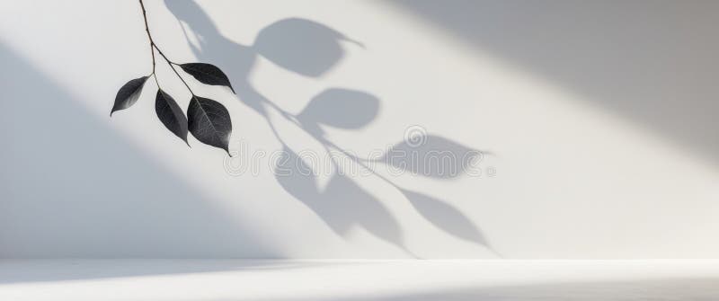 Abstract Natural Tree Leaves Shadow on White Wall Background. Stock ...