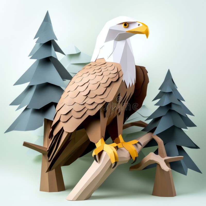 Bald Eagle Paper Craft with Polygon Design Stock Illustration ...