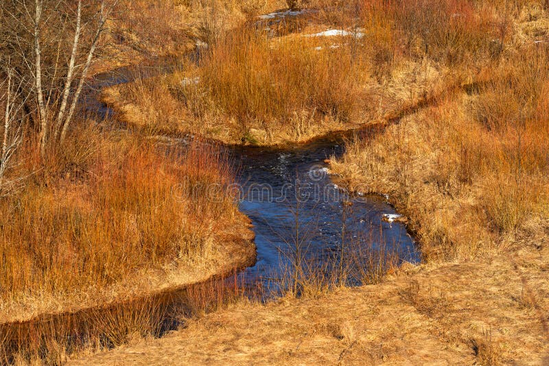 Abstract Nature Background with the Flowing Curves of the River Stock ...