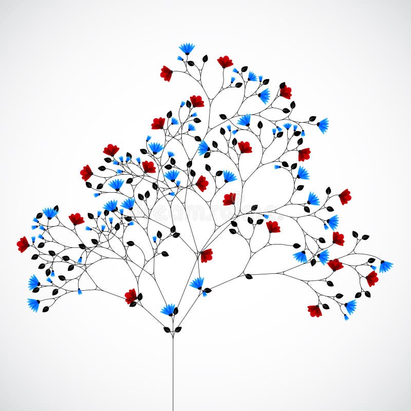 Abstract Nature Background with Red and Blue Flowers. Stock Vector ...