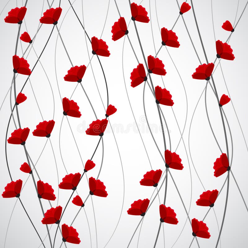 Abstract Nature Background. Red Poppy Flowers Stock Vector ...