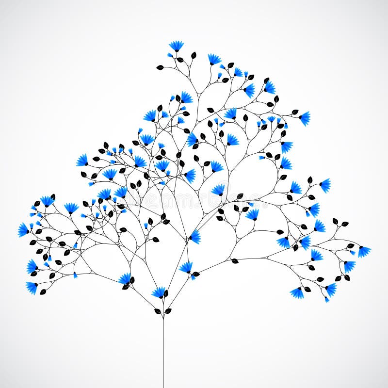 Abstract Nature Background Tree with Blue Flowers. Stock Vector ...
