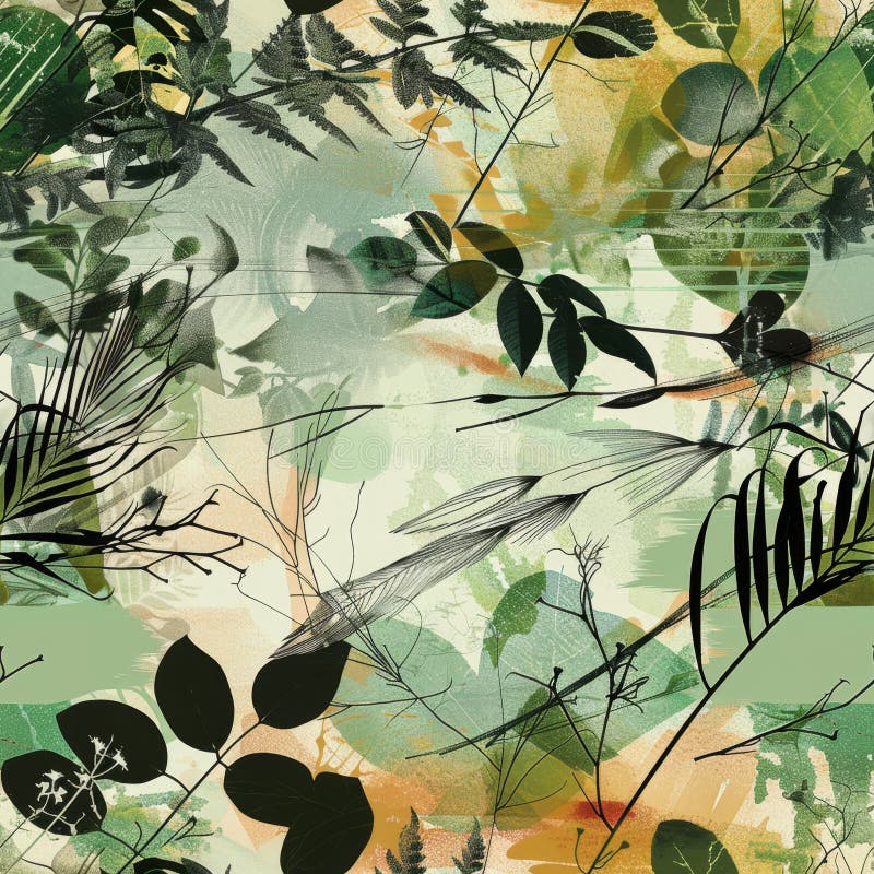 Abstract Nature Collage with Tropical Foliage and Textures Stock Photo ...