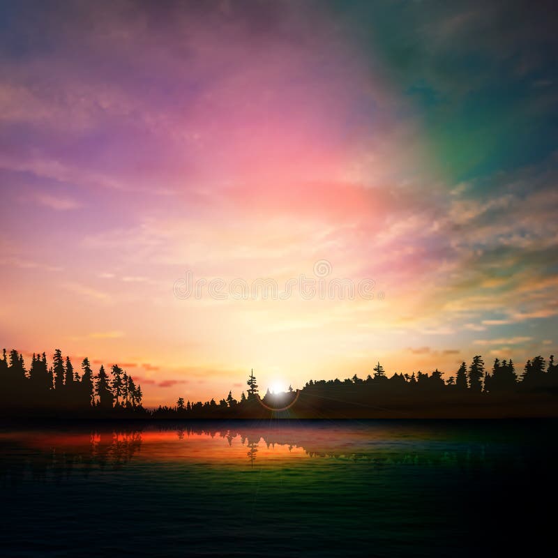 Lake stock illustration. Illustration of nature, island - 5077354