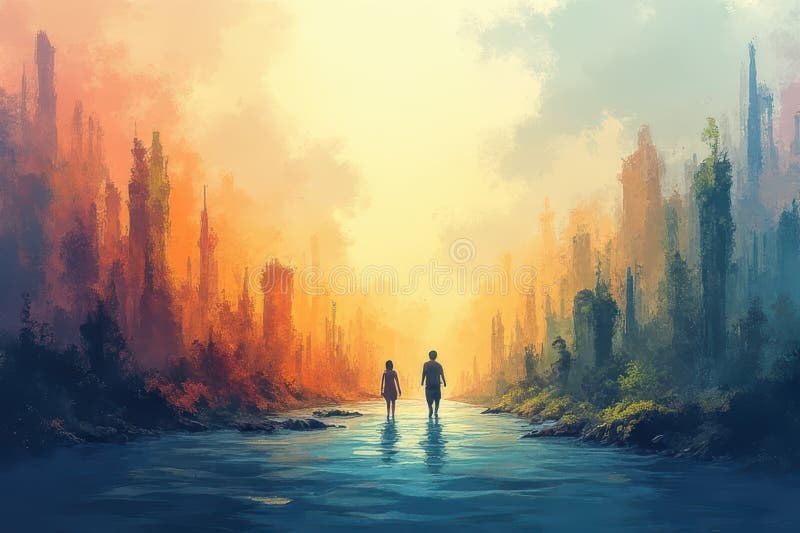 Altered Natural Evolving Landscape Stock Illustration - Illustration of ...