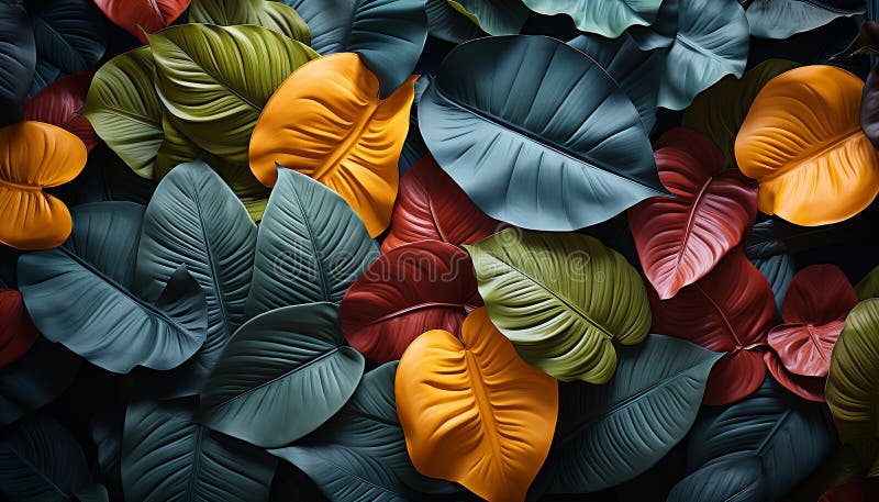 Abstract Nature Illustration Vibrant Multi Colored Leaf Decoration on ...