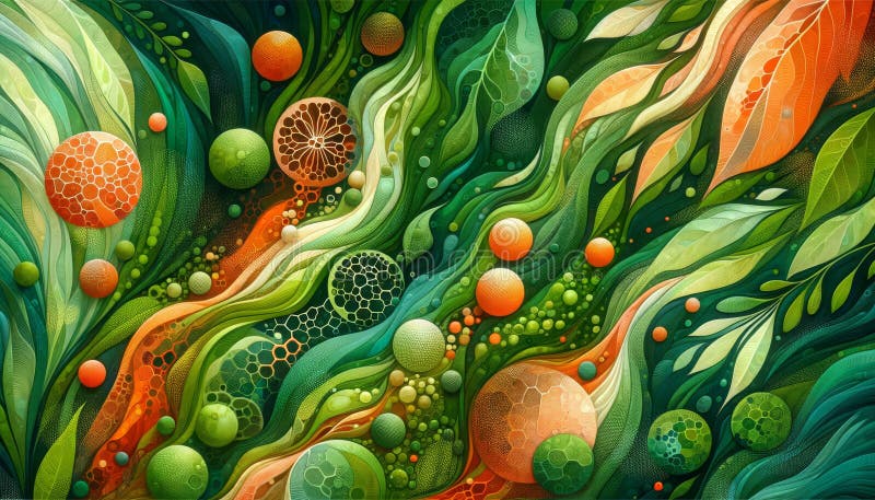 Abstract Nature-Inspired Digital Art with Organic Shapes Stock ...