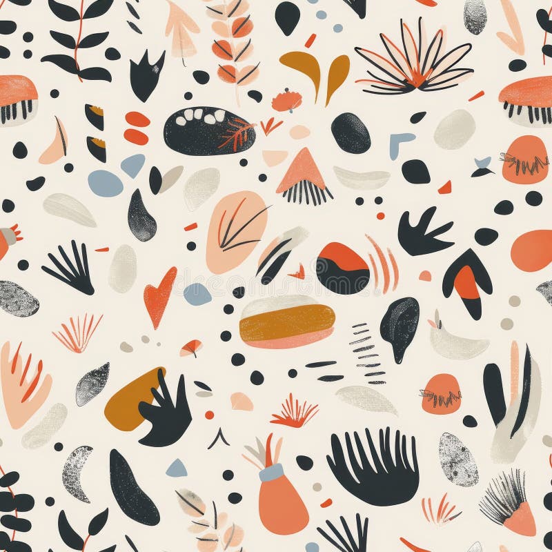 Abstract Nature-Inspired Pattern with Organic Shapes and Earthy Tones ...