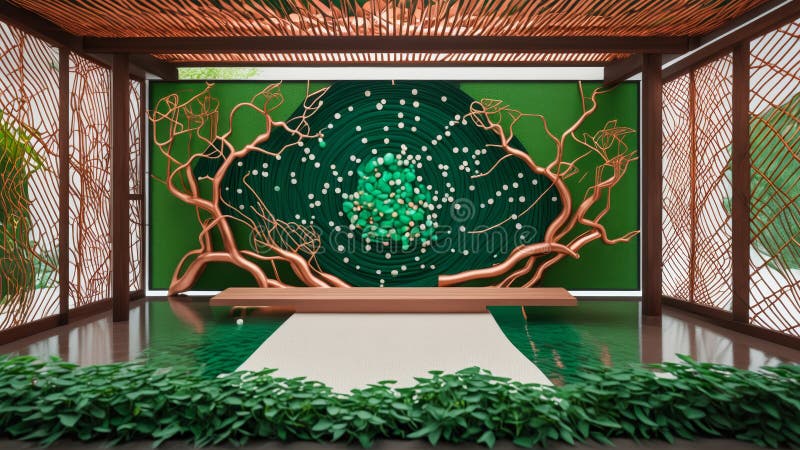 Abstract Nature-inspired Wall Art Installation with Copper Elements and ...