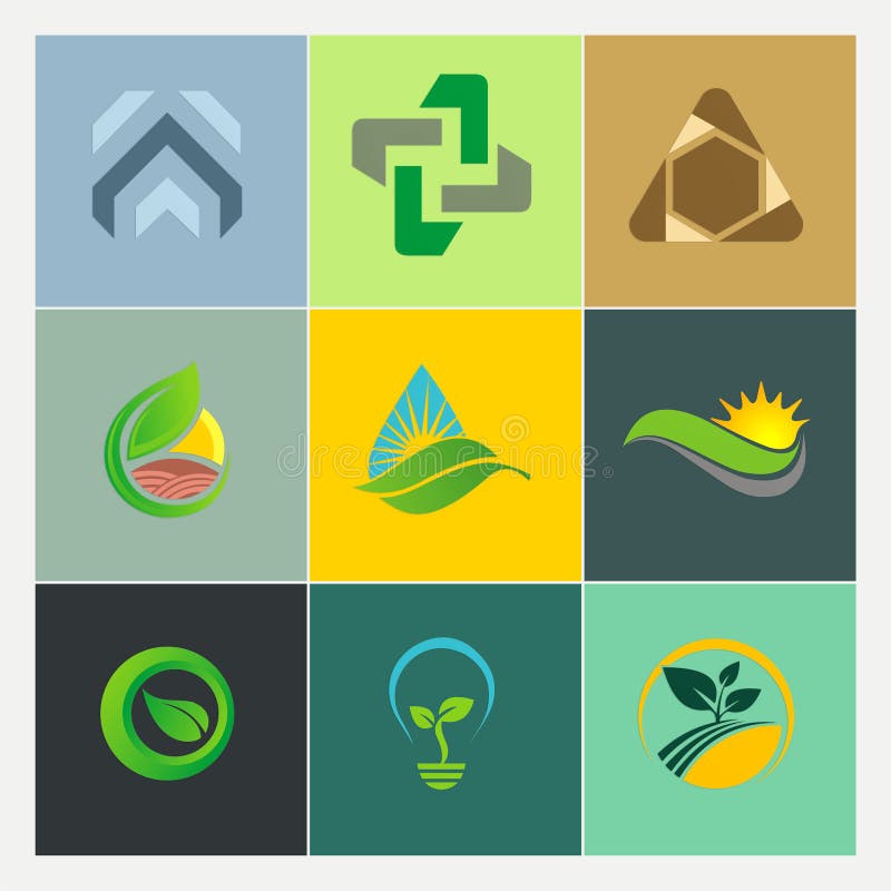 Abstract Nature Leaf Environment Bio Ecology Logos Stock Illustration ...