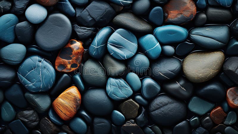 Abstract Nature Pebbles Background. Blue Pebble Texture. Stone ...