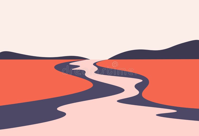 Abstract Nature River Landscape Stock Vector - Illustration of ...