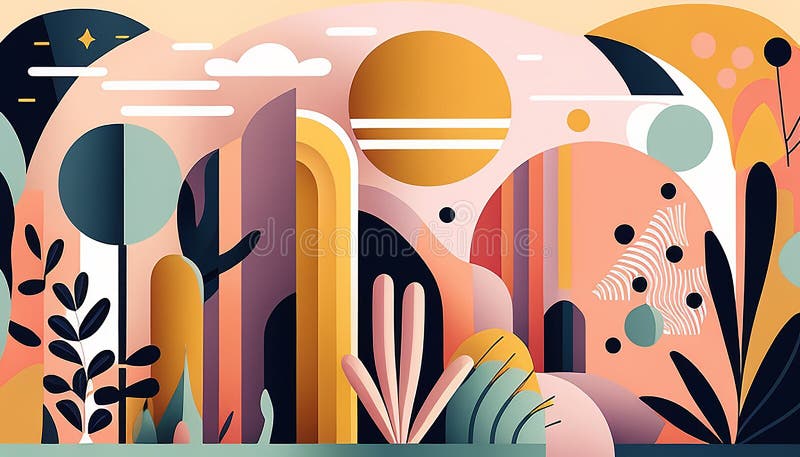 Abstract Nature Shapes Decorate Modern Wallpaper Backdrop Generated by ...