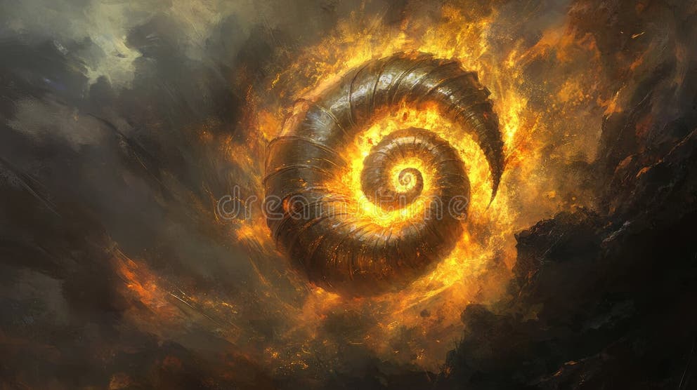 An Abstract Nautilus Shell is Set Against a Cosmic Backdrop with ...