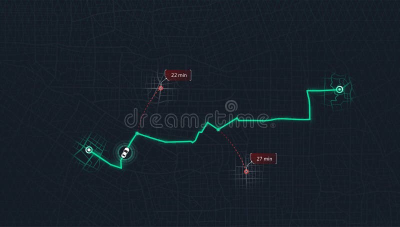 Abstract Navigation Plan on City Map. Concept of Shortest Path To the ...
