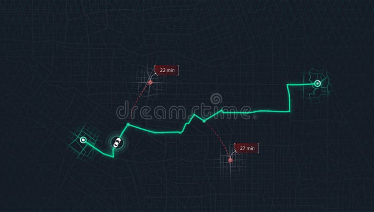 Abstract Navigation Plan on City Map. Concept of Shortest Path To the ...