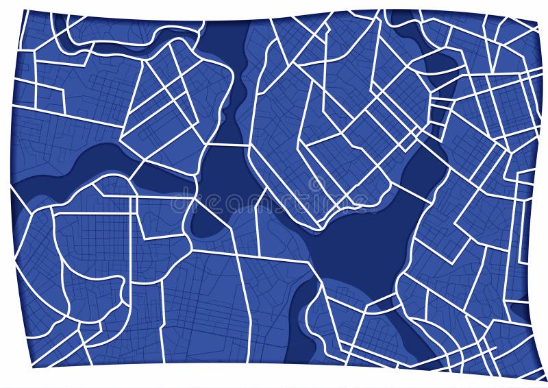Abstract Navigation Plan of the Urban Area Depicted and Highlighted ...