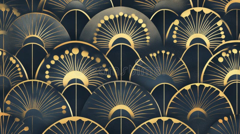 Abstract Navy Blue Gold Geometric Pattern Art Stock Illustration ...
