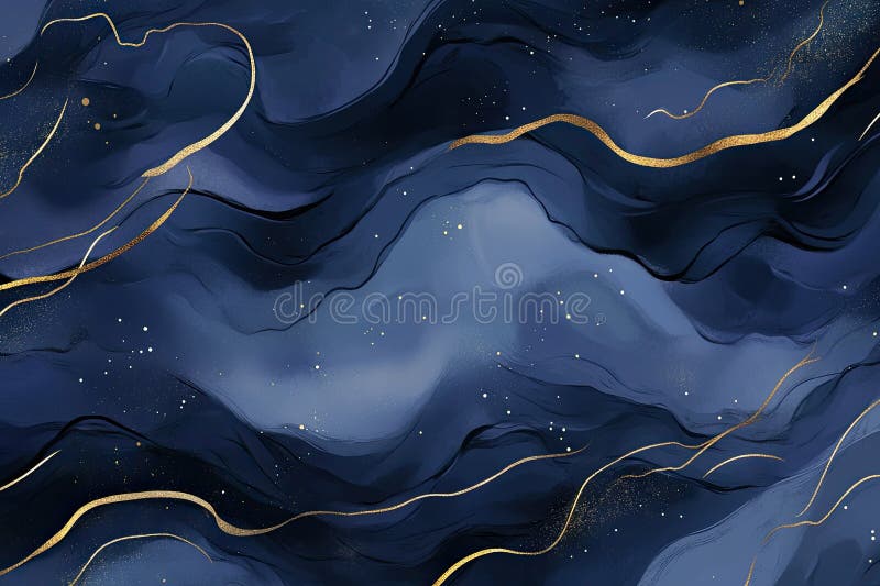 Navy Blue & Gold Abstract Art Stock Illustration - Illustration of navy ...