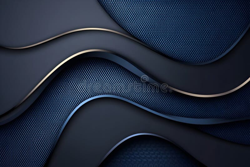 Abstract Navy Blue and Gold Wavy Background with Textured Pattern Stock ...