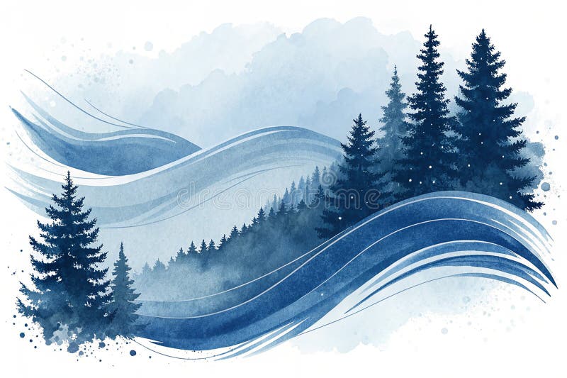 Abstract Navy Blue Watercolor Brush Stroke Background with Flowing ...