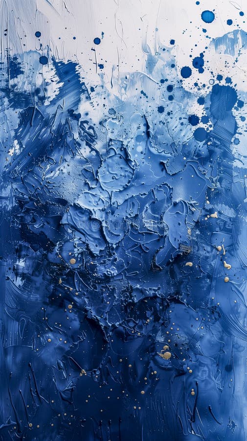 Abstract Navy Blue and White Paint Splatter and Drips on Vertical ...