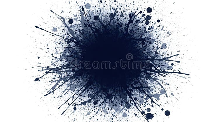Abstract Navy Ink Splatter Explosion on White Background, Artistic ...