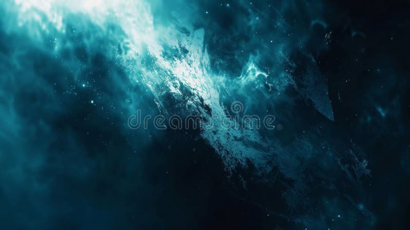 Abstract Nebula Cloudscape with Turquoise Blue Cosmic Dust Background ...