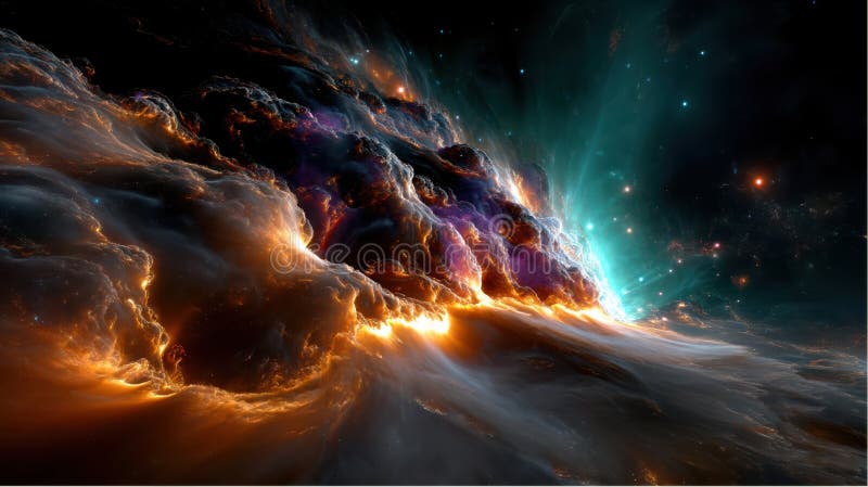 Abstract Nebula Explosion in Outer Space Displaying Ethereal Cosmic Clouds, Stars, and Cosmic ...