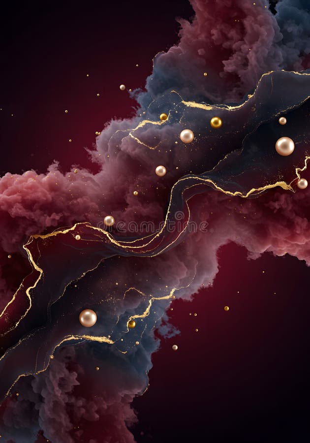Abstract Nebula with Gold Accents and Spheres - Generated Using Ai ...