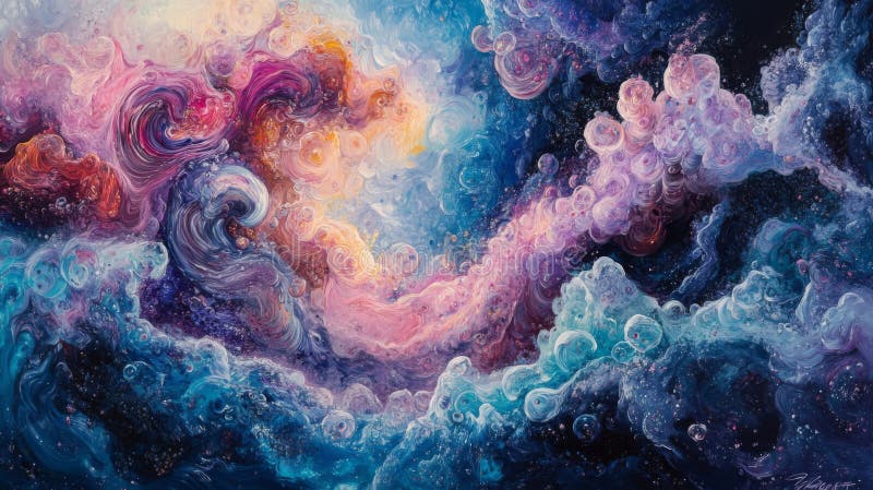 Abstract Nebula Painting in Deep Space with Cosmic Clouds and Vibrant ...