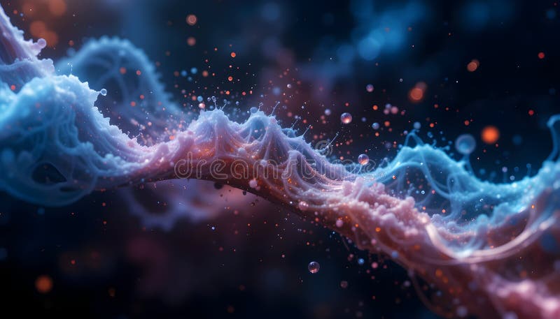 Abstract Nebula Stream with Glowing Particles in Cosmic Space Flow ...