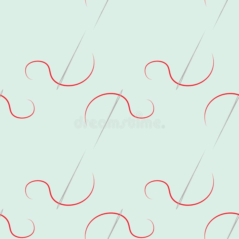 Abstract Needle with Red Thread a Seamless Pattern Stock Illustration ...