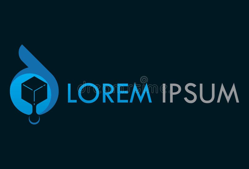 Abstract Negative Space Water Drop Blue Box with Dark Background Logo ...