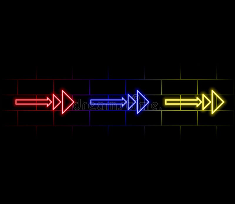 Abstract Neon Arrow Icon Animation Background. Right Arrow Globe Neon ...