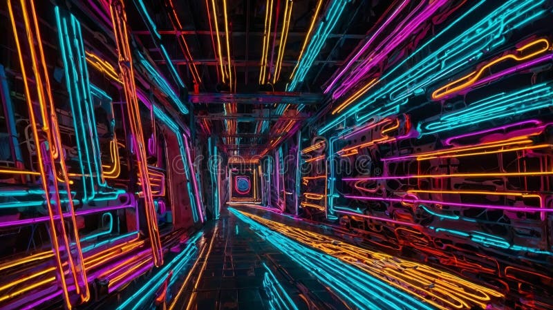 Abstract neon art stock illustration. Illustration of design - 352532226