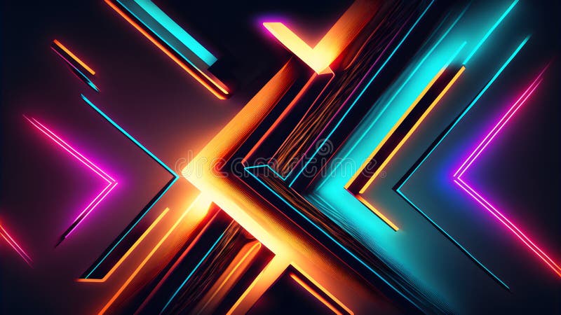 Abstract Neon Art on Black Background, Neural Network Generated Art ...