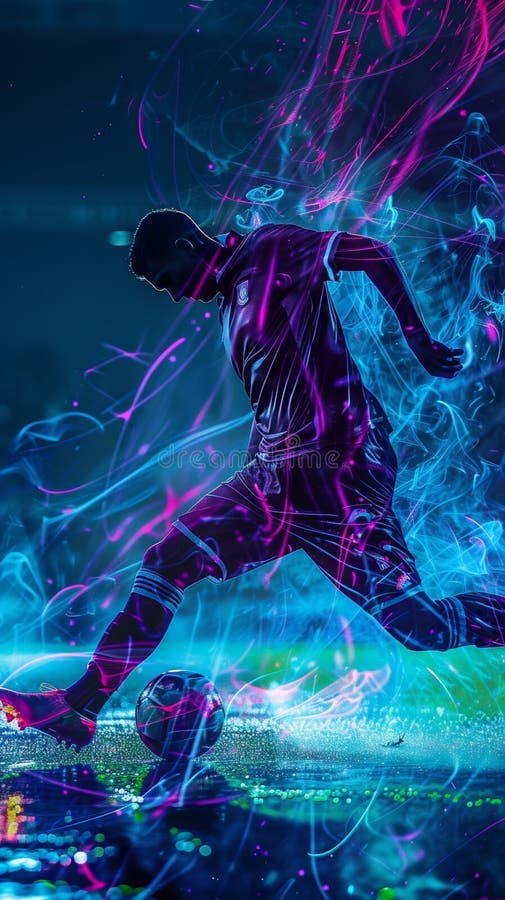 Abstract Neon Art Representing the Energy of a Soccer Match Stock ...