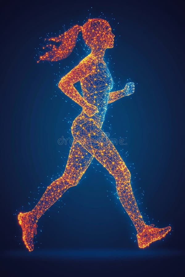 Abstract Neon Athlete Blending Physical and Cognitive Performance in ...