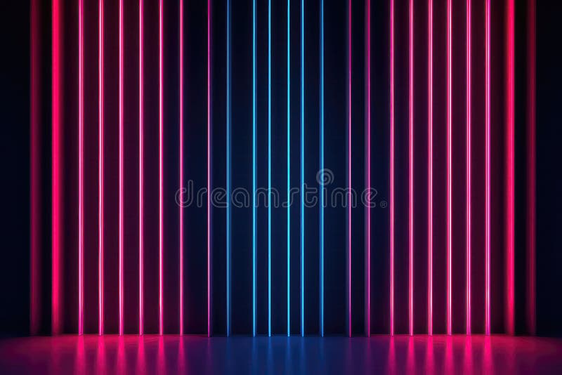 Abstract Neon Background with Glowing Vertical Lines Stock Illustration ...