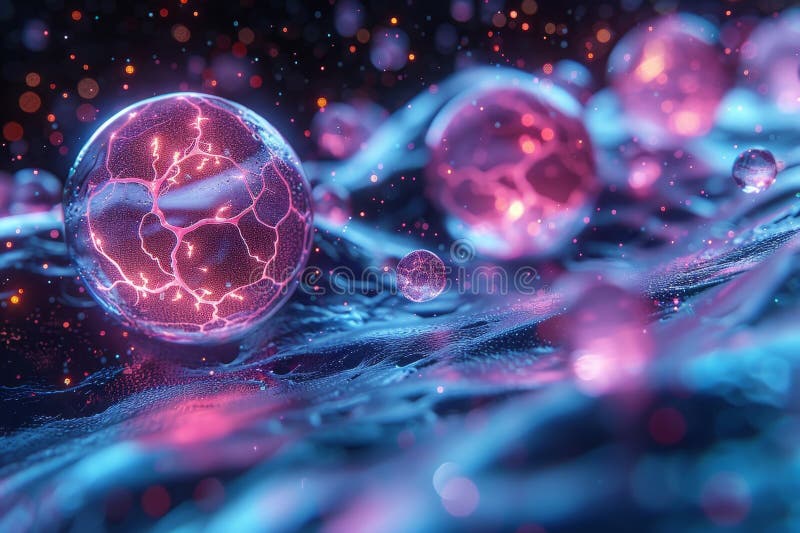 Abstract Neon Background Showcasing Interconnected Cells in a Blue and ...