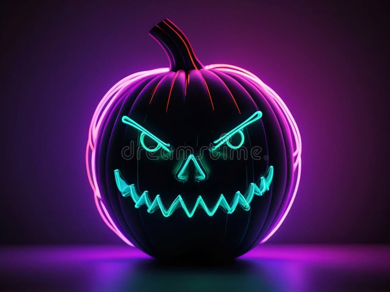 Abstract Neon Ball with Neon Light with Face of Halloween Stock ... Abstract Neon Ball with Neon Light with Face of Halloween Stock ...